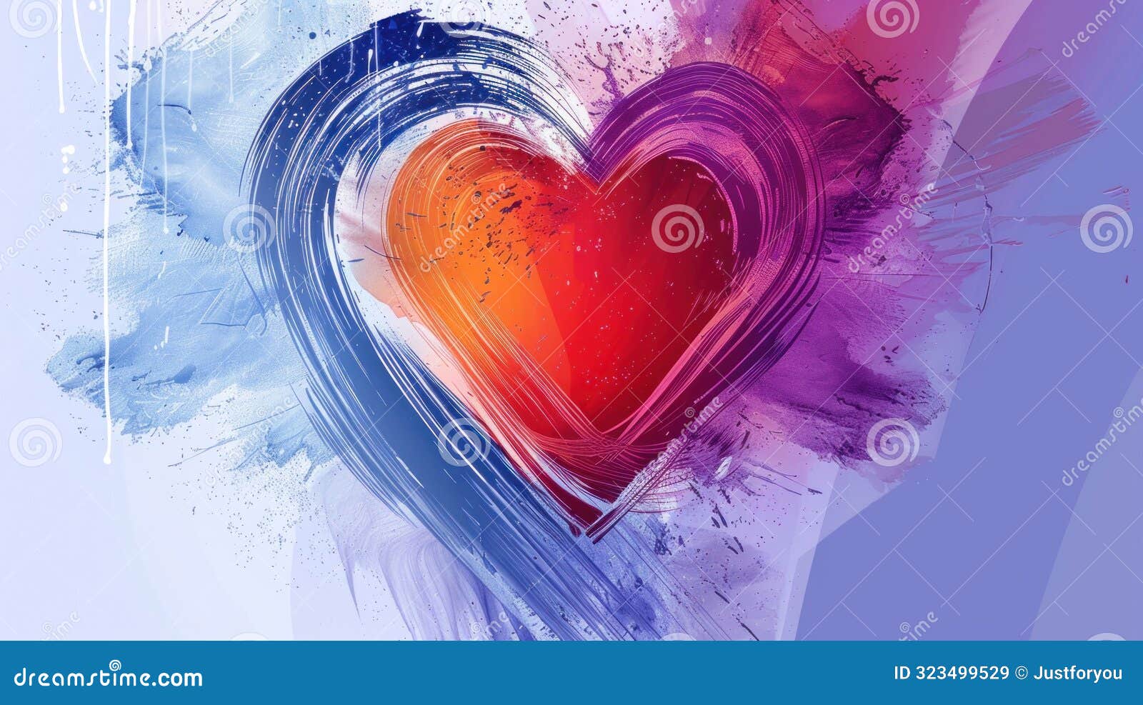 Colorful Abstract Heart Painting. Generative Ai Stock Illustration ...