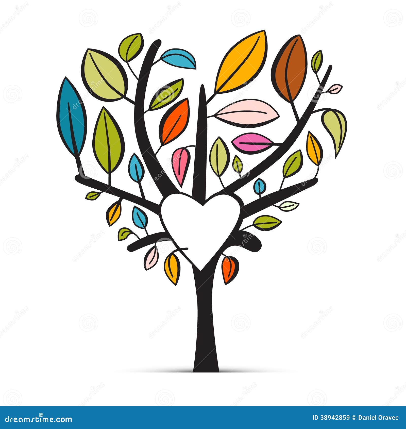 Colorful Abstract Heart Shaped Tree Stock Vector - Illustration of ...