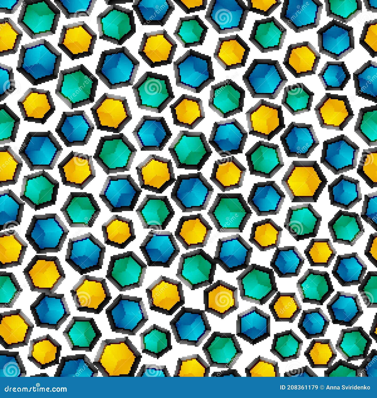 Colorful Abstract Hexagon Structure Dark Geometric Background Pixel Art ...