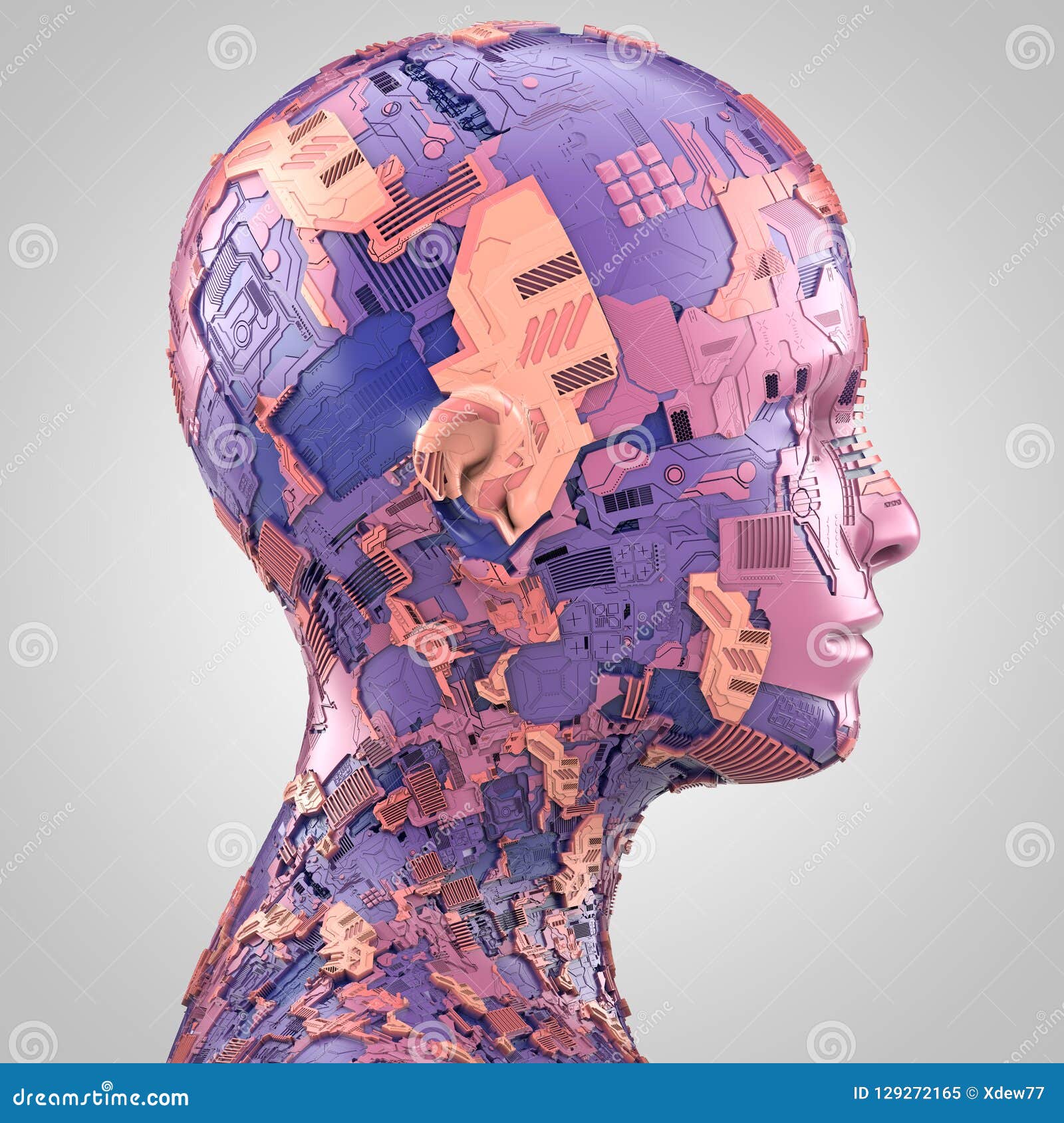 Colorful Abstract Humanoid Head Sideview Stock Illustration ...
