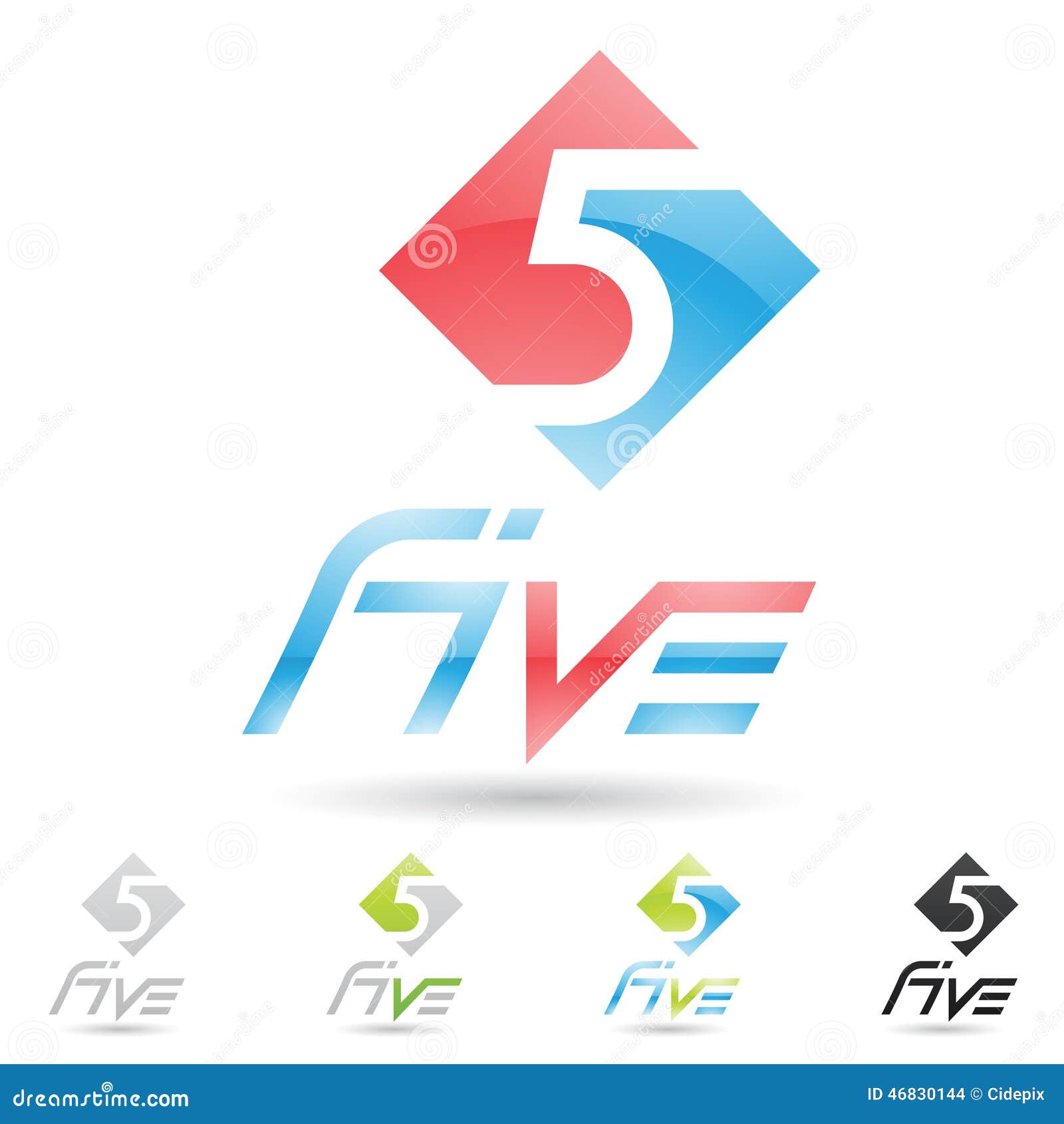 Colorful and Abstract Icons for Number 5, Set 7 Stock Vector ...