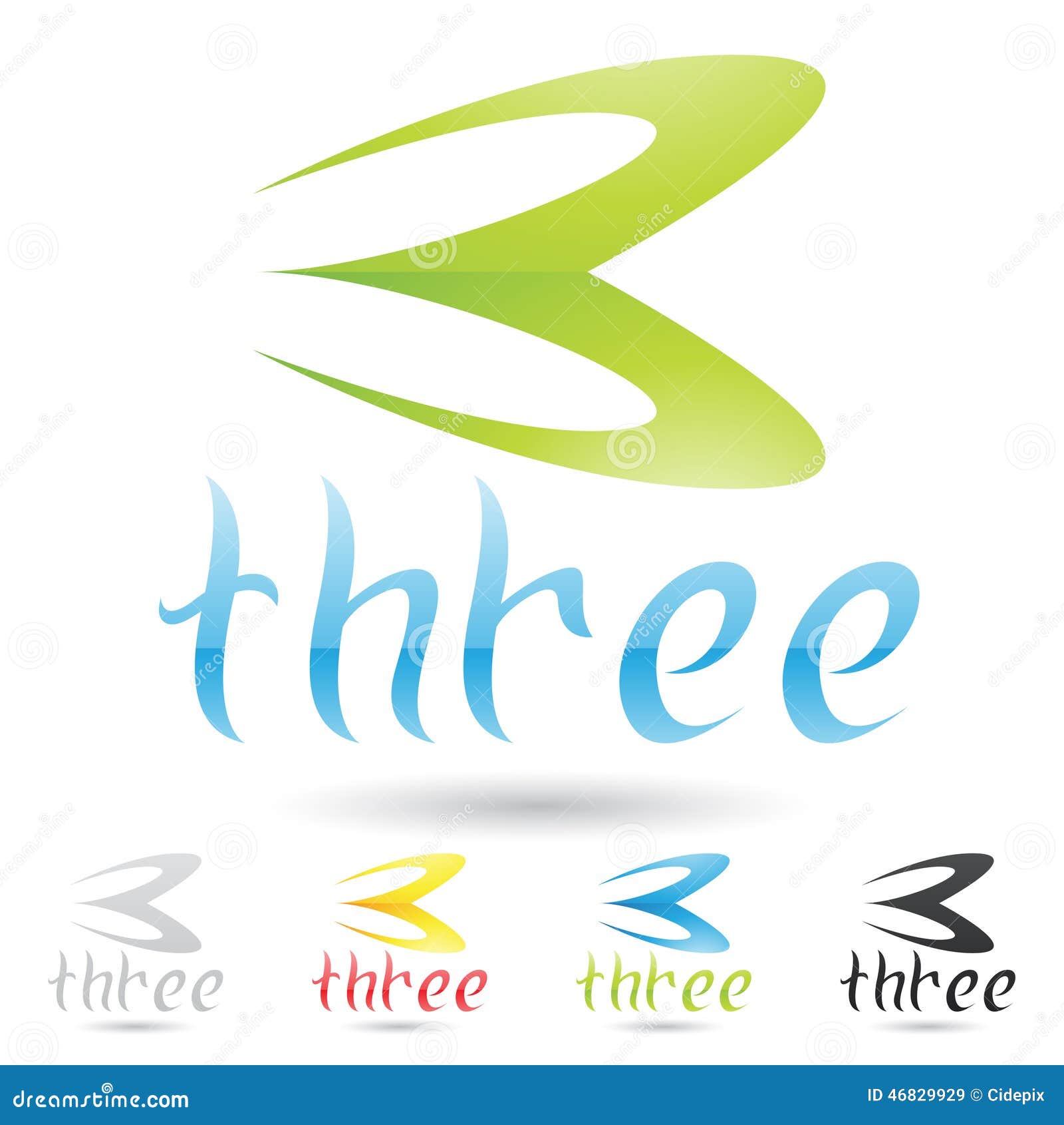 Colorful and Abstract Icons for Number 3, Set 1 Stock Vector ...