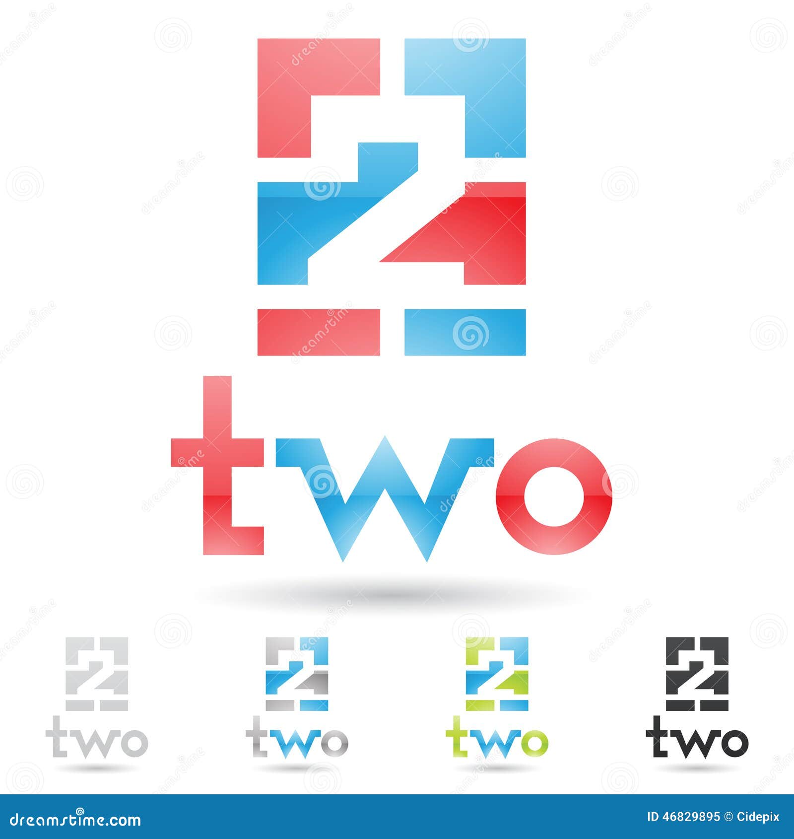 Colorful and Abstract Icons for Number 2, Set 5 Stock Vector ...