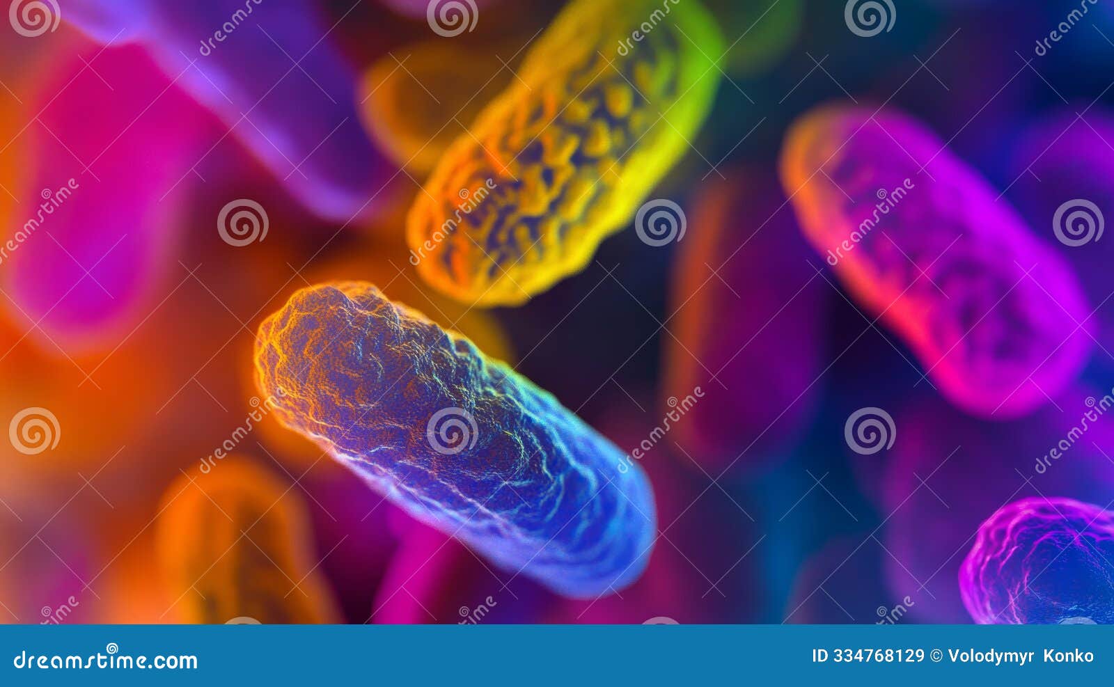 Colorful Abstract Illustration of Bacteria in a Microscopic View ...