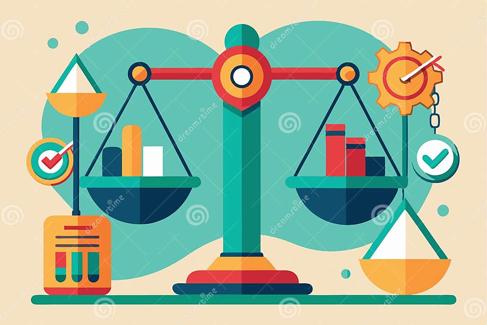 A Colorful Abstract Illustration Features a Scale Balancing Various ...