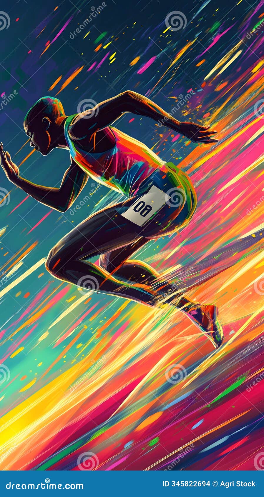 A Colorful Abstract Illustration of a Sprinter in Motion Stock ...