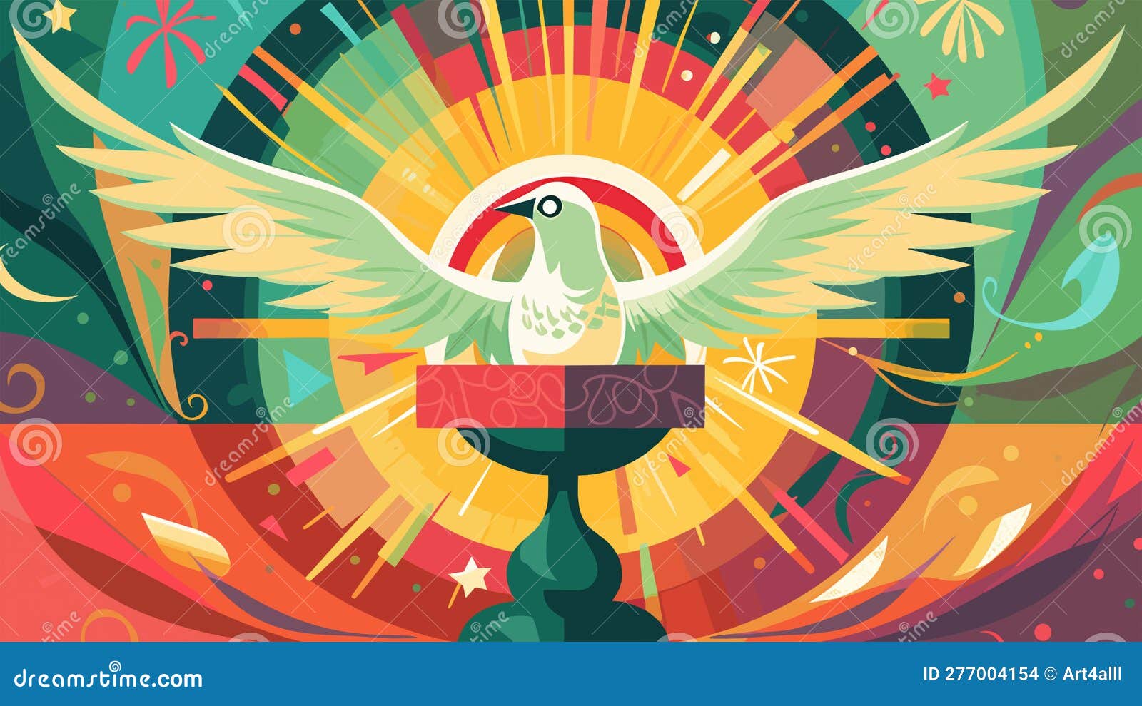 A Colorful Abstract Illustration of a White Dove. Generative Ai. Stock ...