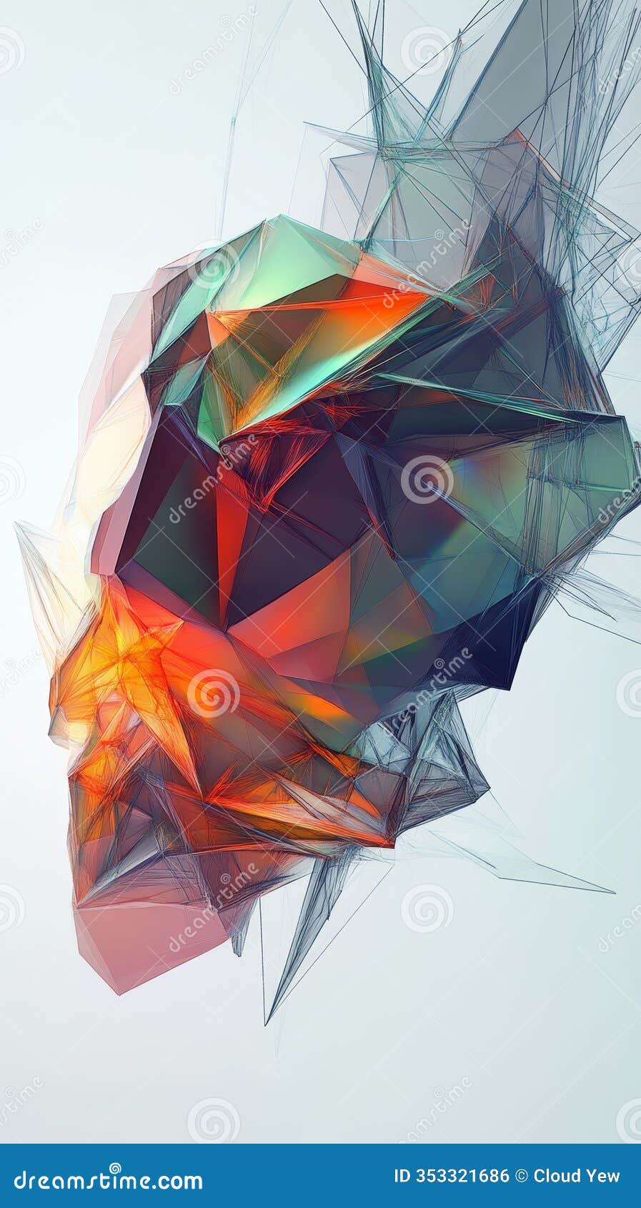 A Colorful, Abstract Image of a Face with a Triangle on the Forehead ...