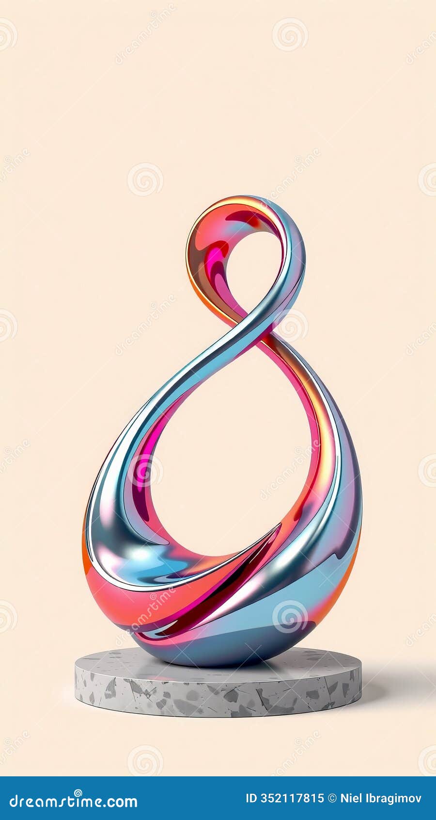 Colorful Abstract Infinity Sculpture on Marble Base Stock Image - Image ...