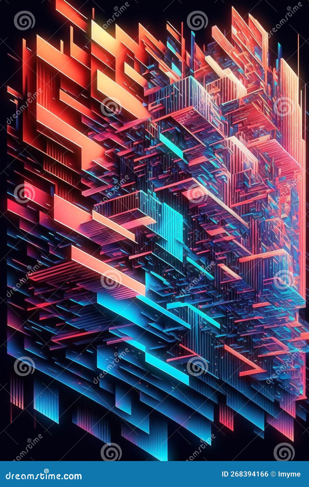 Colorful Abstract Isometric Geometry Pattern. Generative AI Stock ...