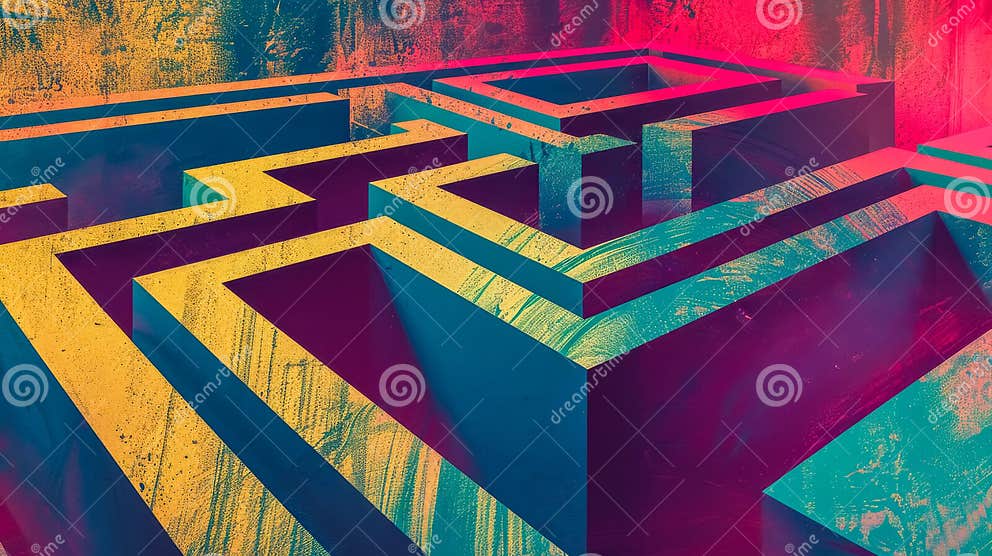 Colorful Abstract Labyrinth Representing Challenge and Problem Solving ...