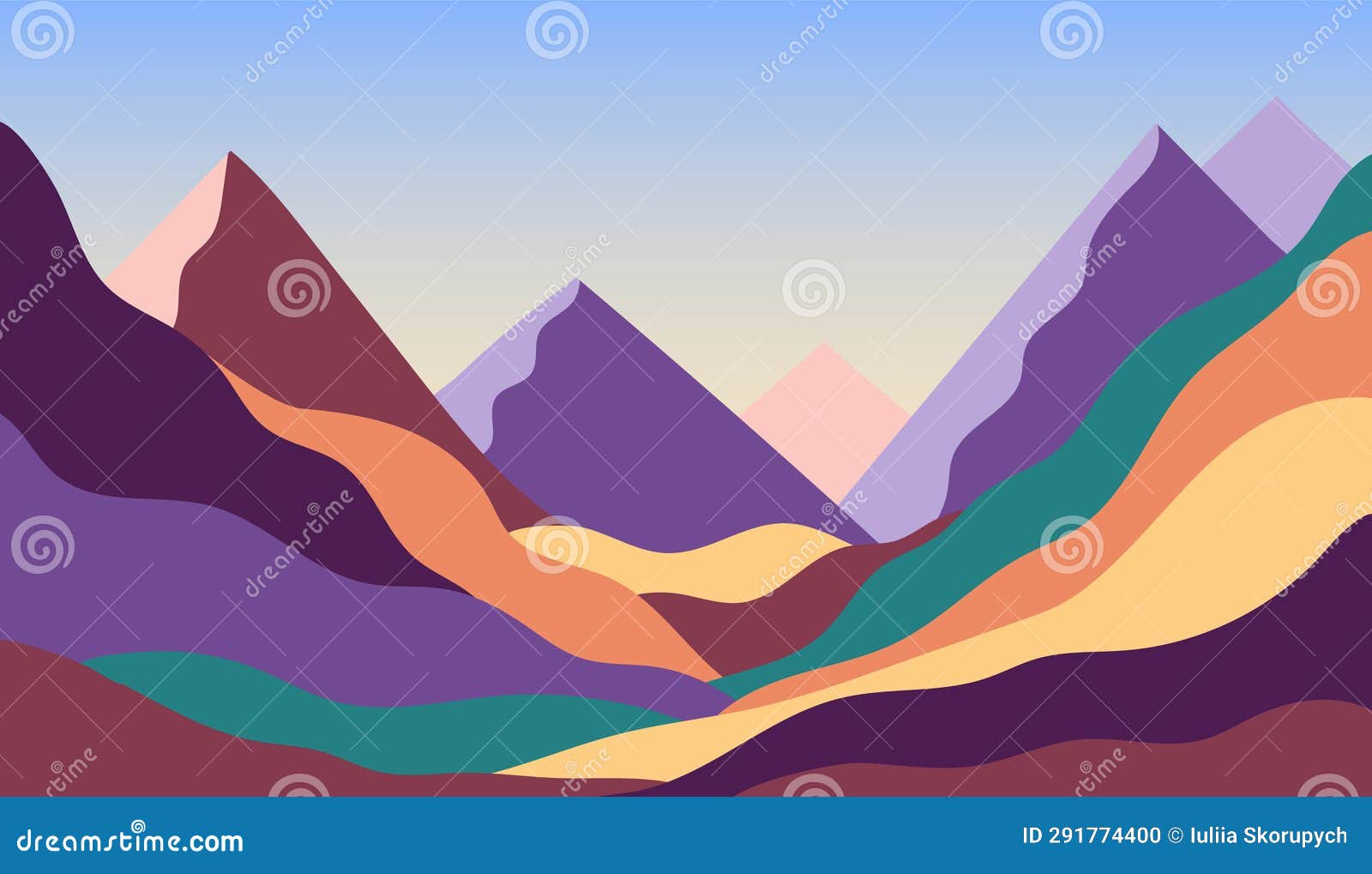 Colorful Abstract Landscape Stock Illustration - Illustration of ...
