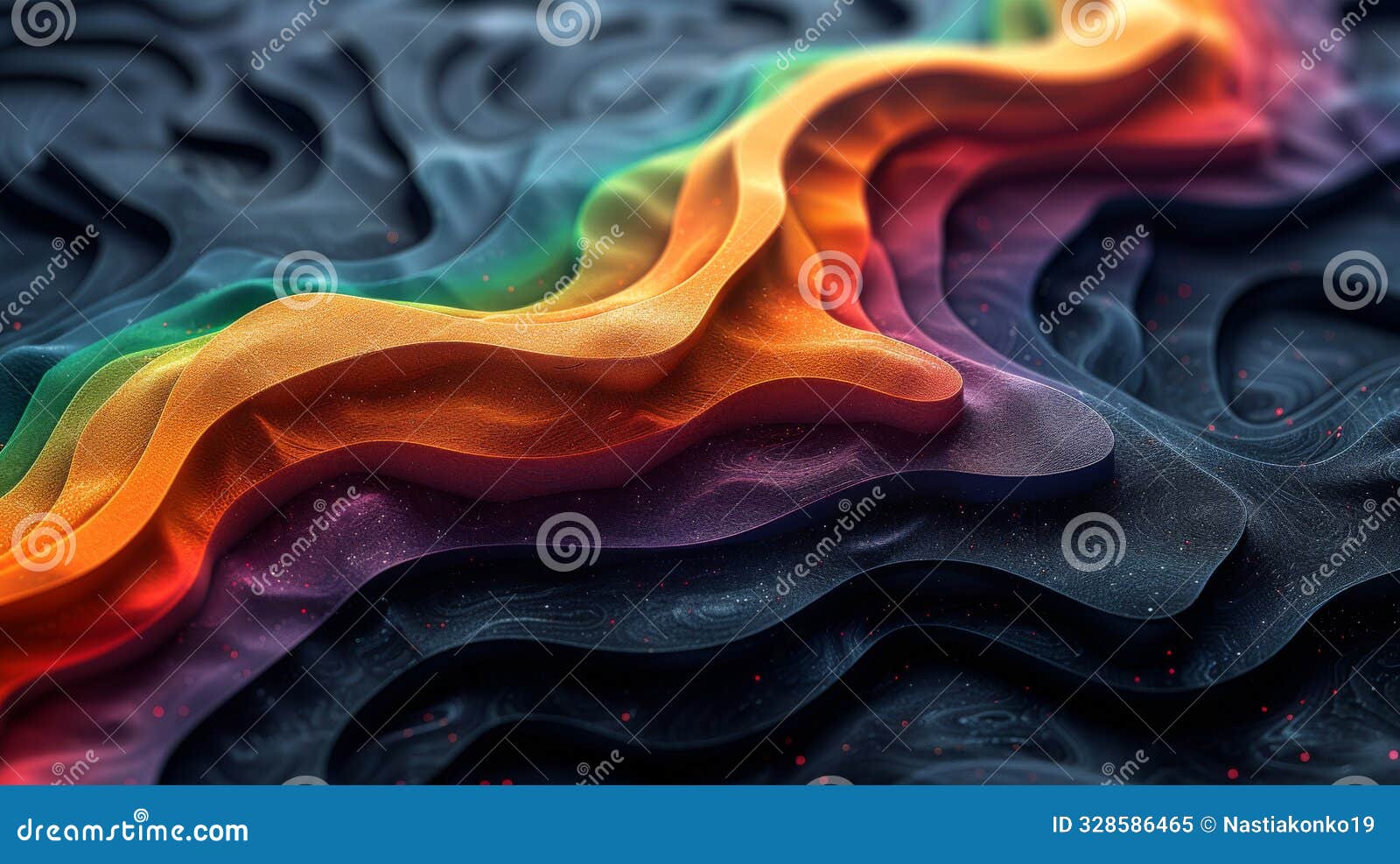 Colorful Abstract Layered Terrain Art with Vibrant Gradient and Dark ...