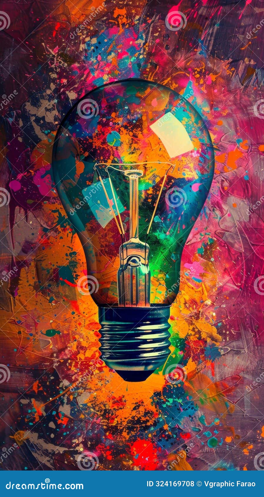 Colorful Abstract Light Bulb with Paint Splashes, Artistic Concept ...