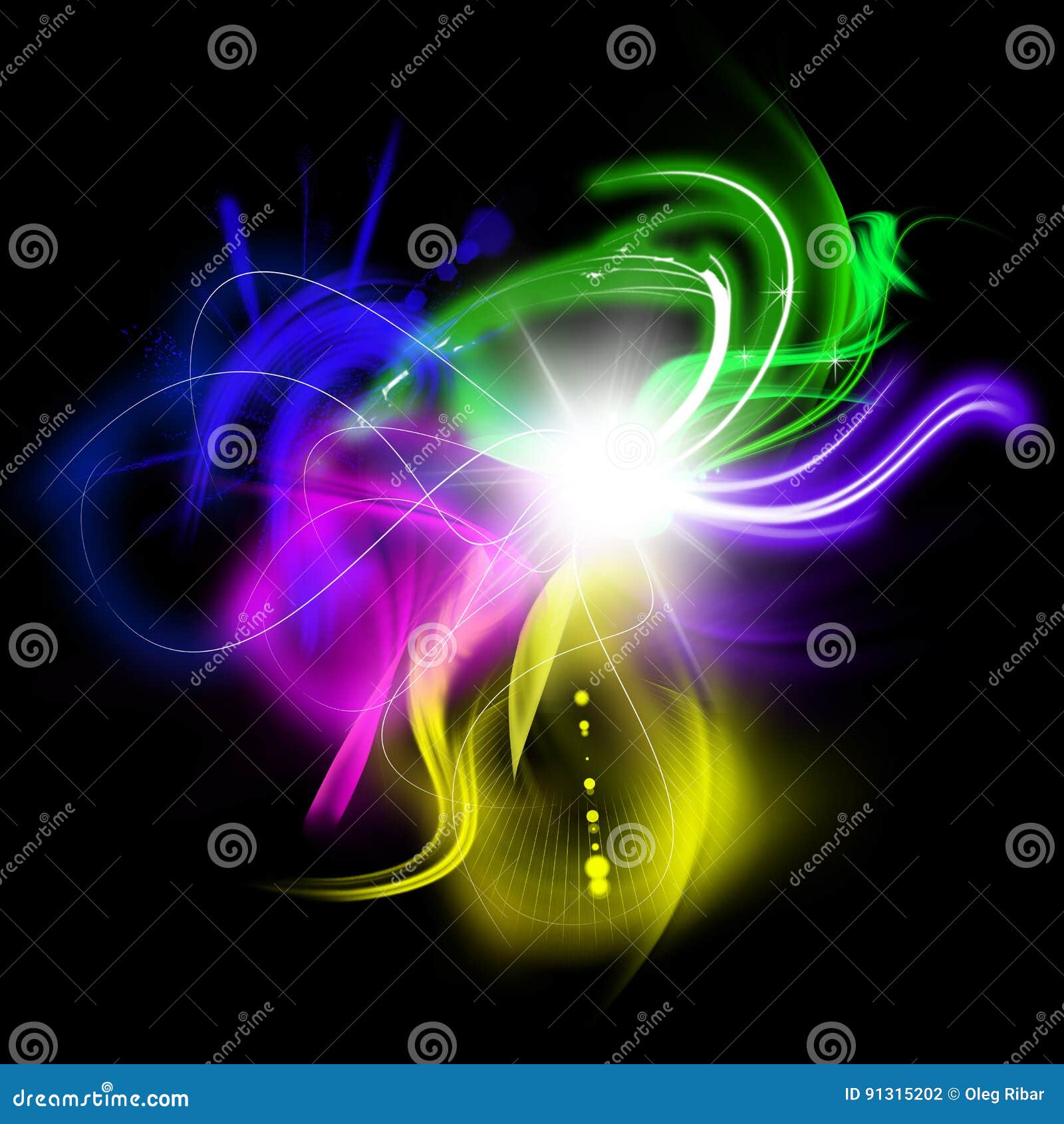 Colorful Abstract Light Shape with Fractal Effect, Bright Flare with ...