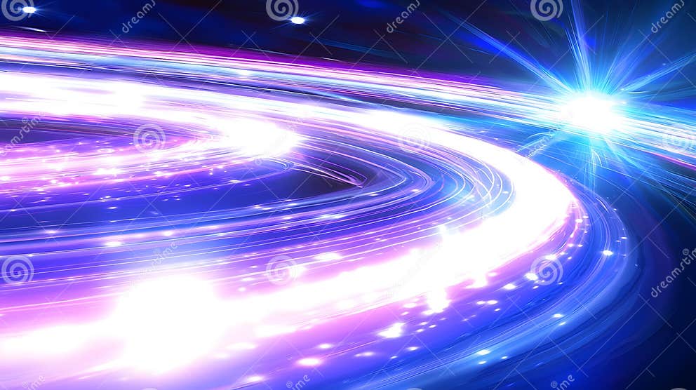 Colorful Abstract Light Trails in a Cosmic Setting Stock Illustration ...