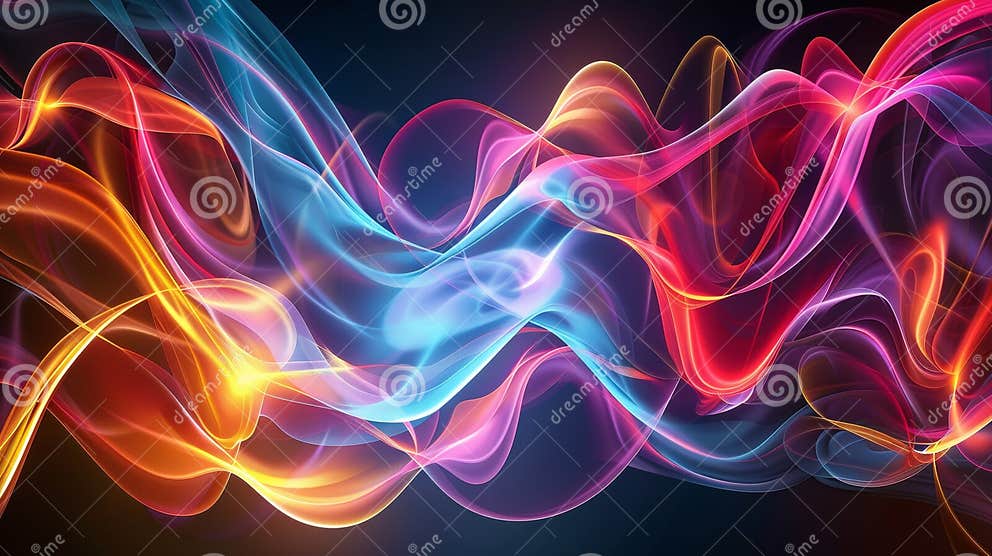 Colorful Abstract Light Waves on Dark Background Stock Photo - Image of ...