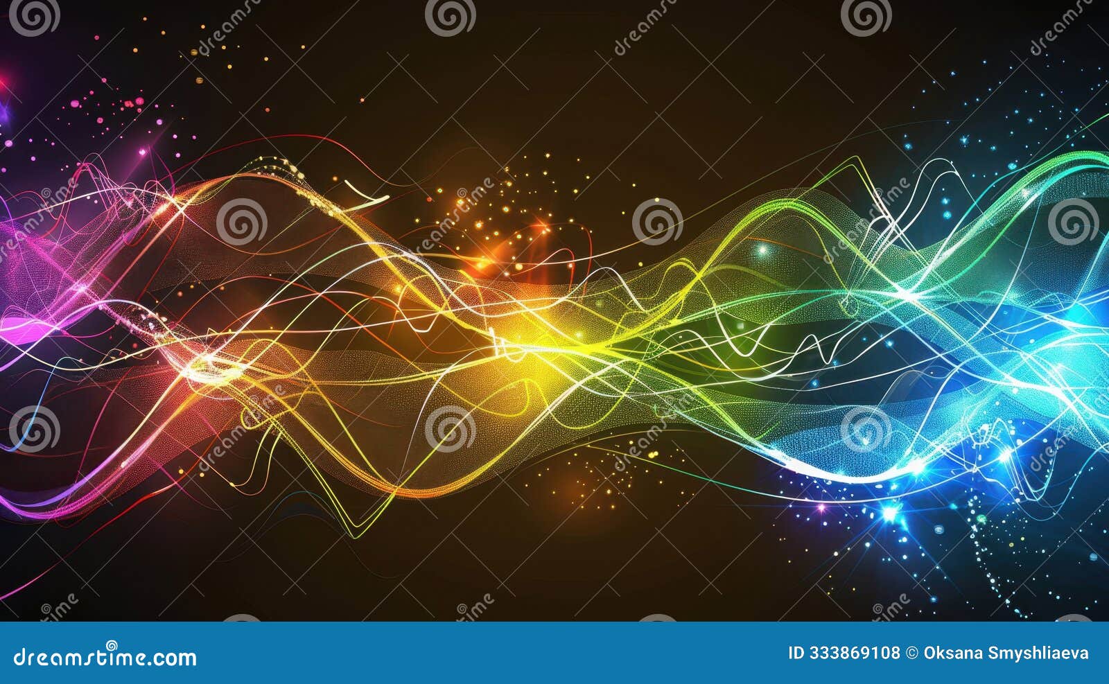 Colorful Abstract Light Waves on Dark Background Stock Photo - Image of ...