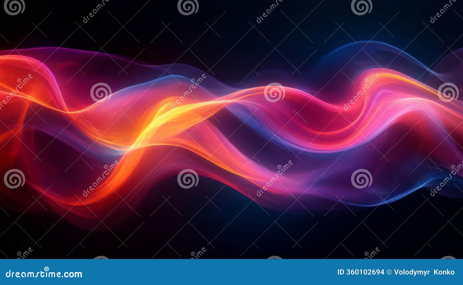 Colorful Abstract Light Waves on Dark Background, Digital Art Concept ...