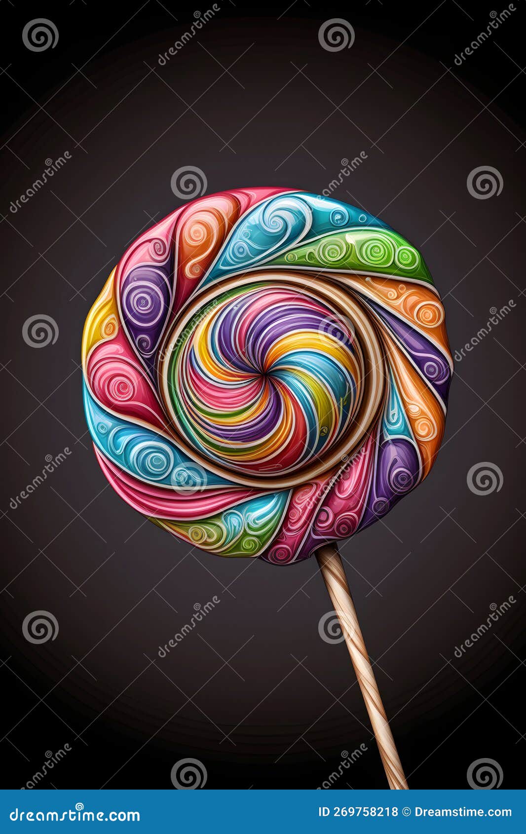 Colorful Abstract Lollipop on a Dark Background. Generative AI Stock ...