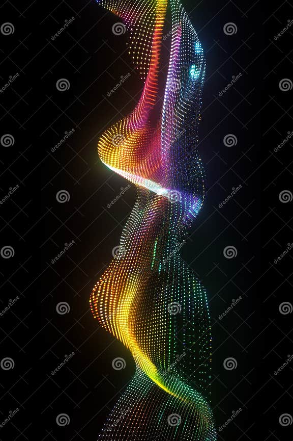 Colorful Abstract Mesh Visualization with Data Representation and Playful Light Effects Stock ...