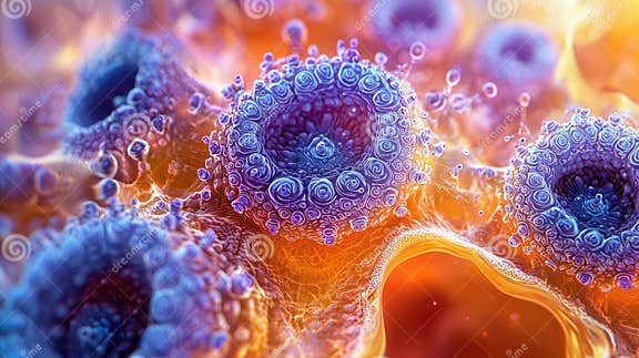 Colorful Abstract Microscopic View of Cell Structures with Vibrant ...