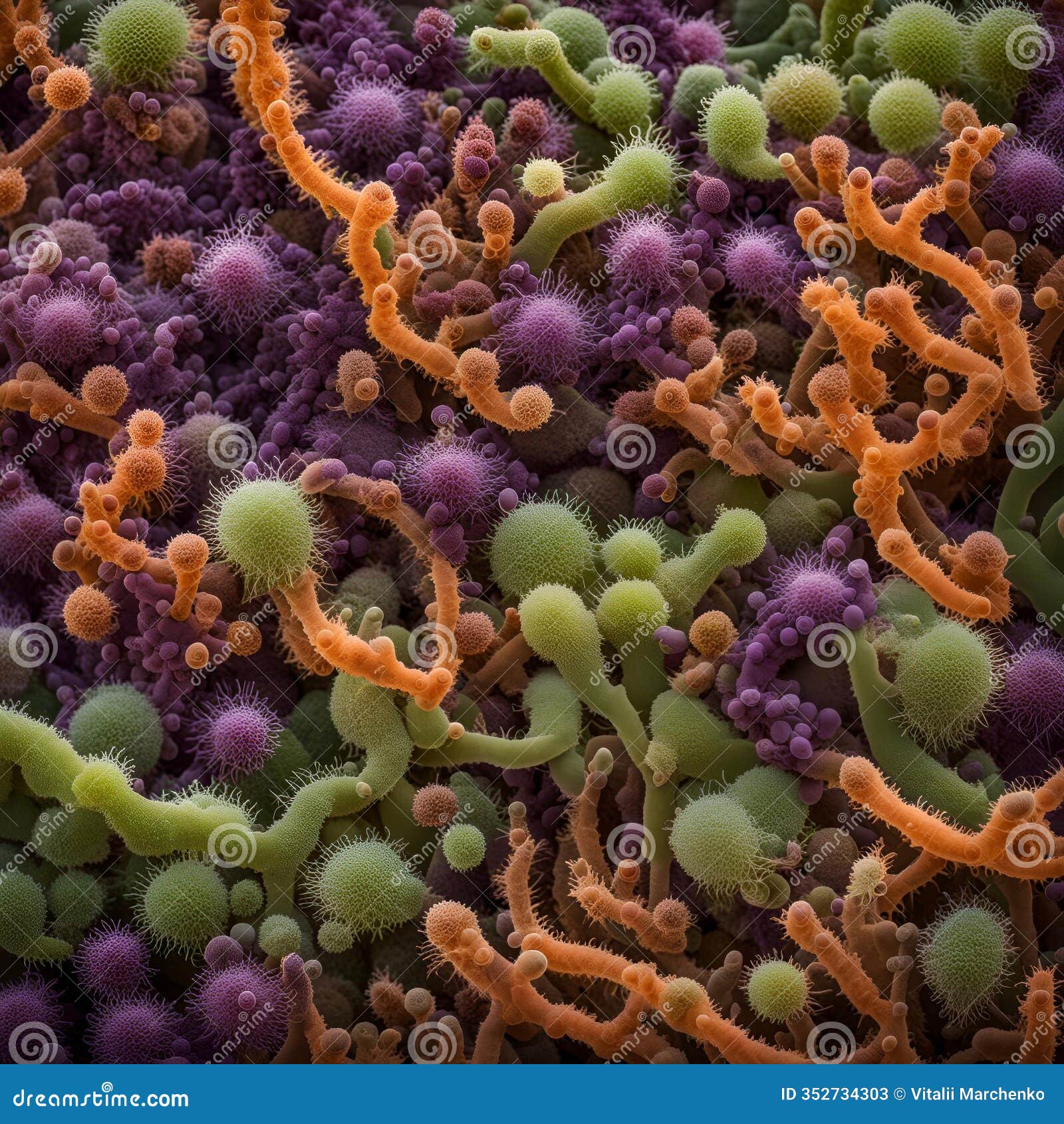 Colorful Abstract Microscopic View of Vibrant Plant Cells with Unique ...