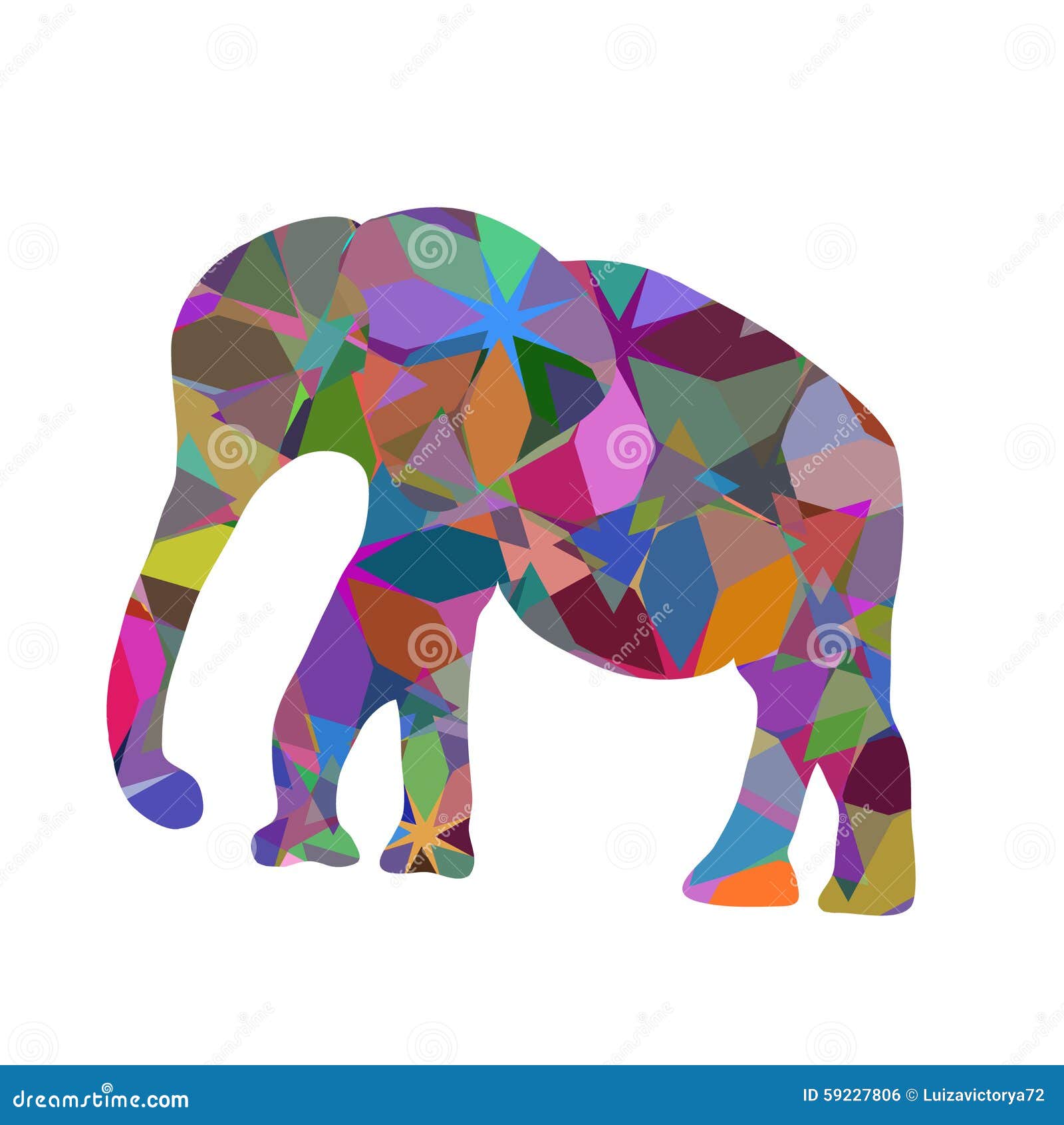 Colorful Abstract Modern Print with Elephants Silhouette, Stock Vector ...