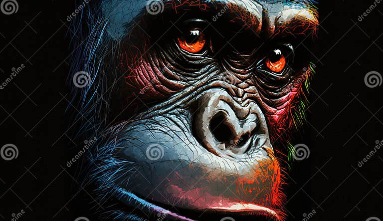 Colorful Abstract Monkey Illustration Stock Illustration - Illustration ...