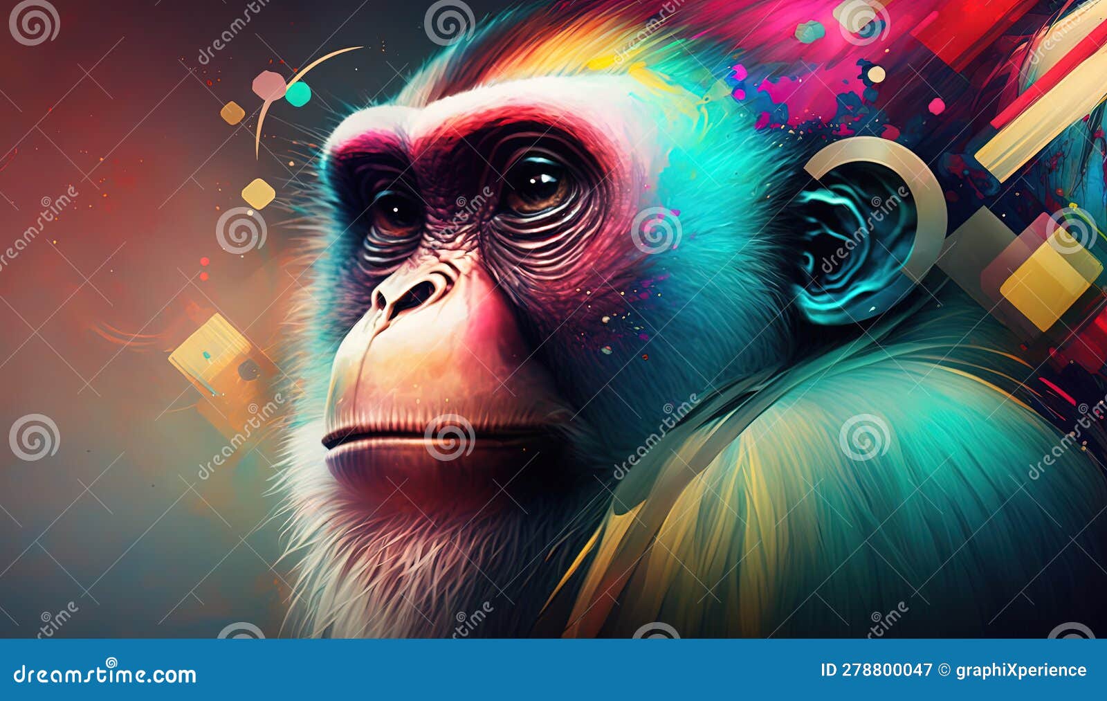 Colorful Abstract Monkey Illustration Stock Illustration - Illustration ...