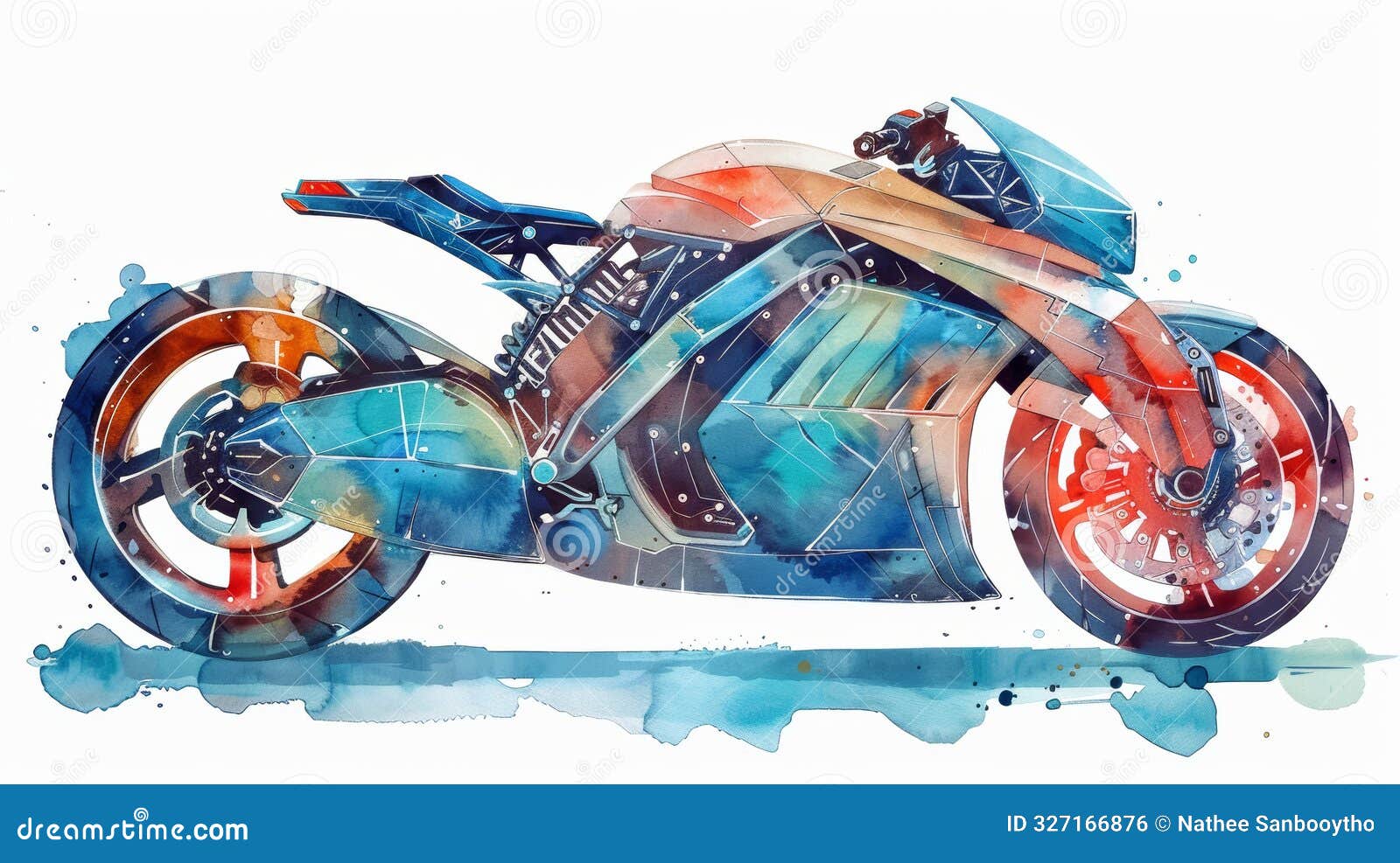 Colorful Abstract Motorcycle Watercolor Art Stock Illustration ...