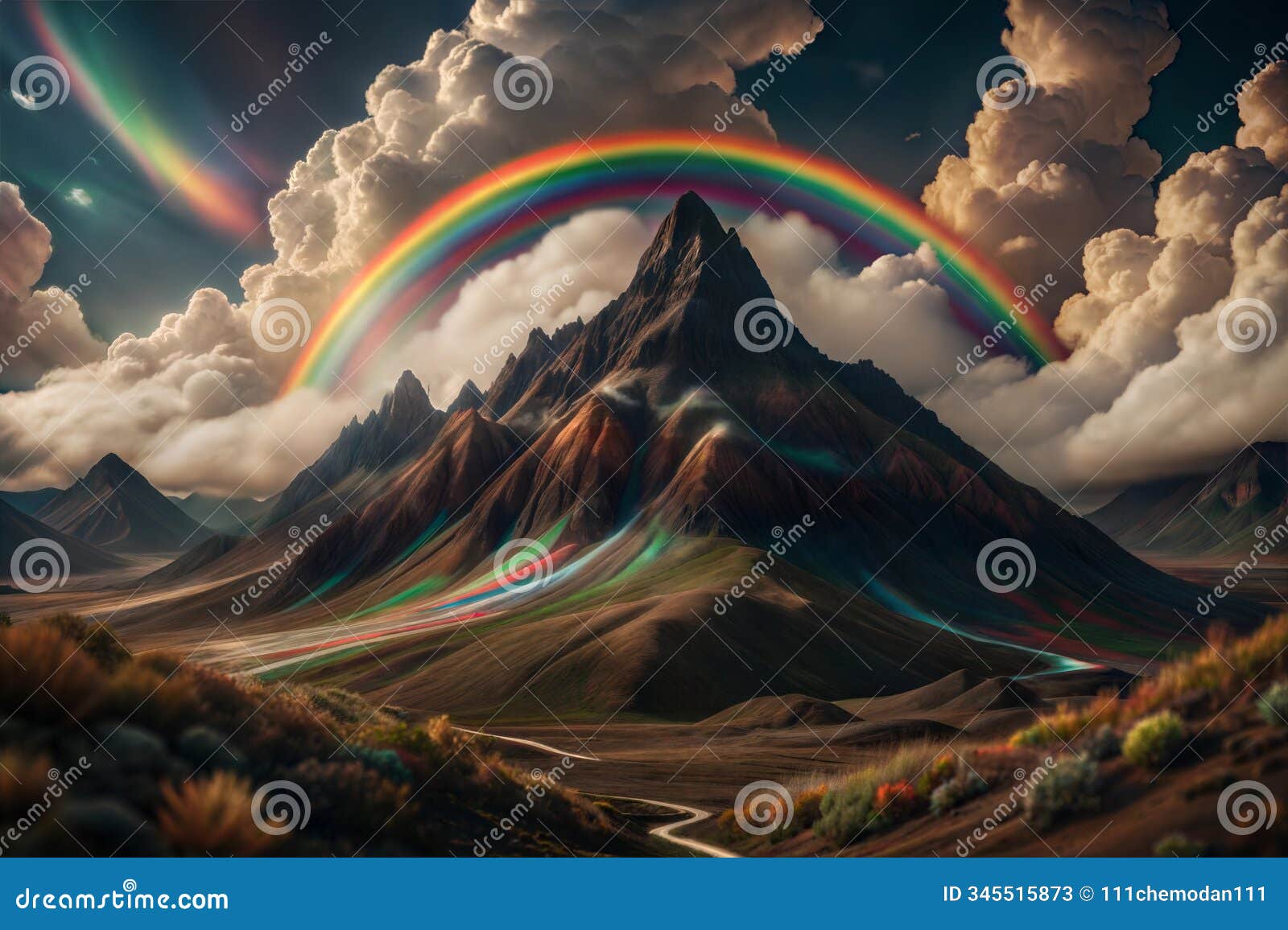 Colorful Abstract Movement with Blurred Rainbow and Mountainous ...