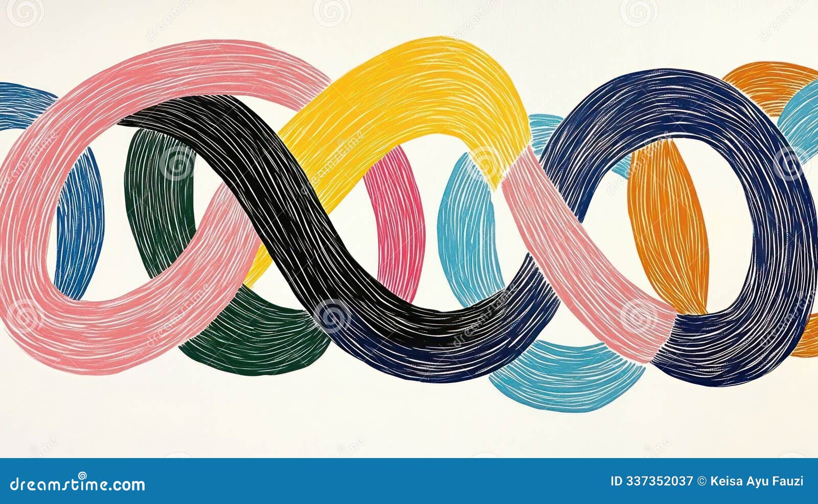 A Colorful Abstract Mural Featuring Interwoven Lines in Various Hues ...