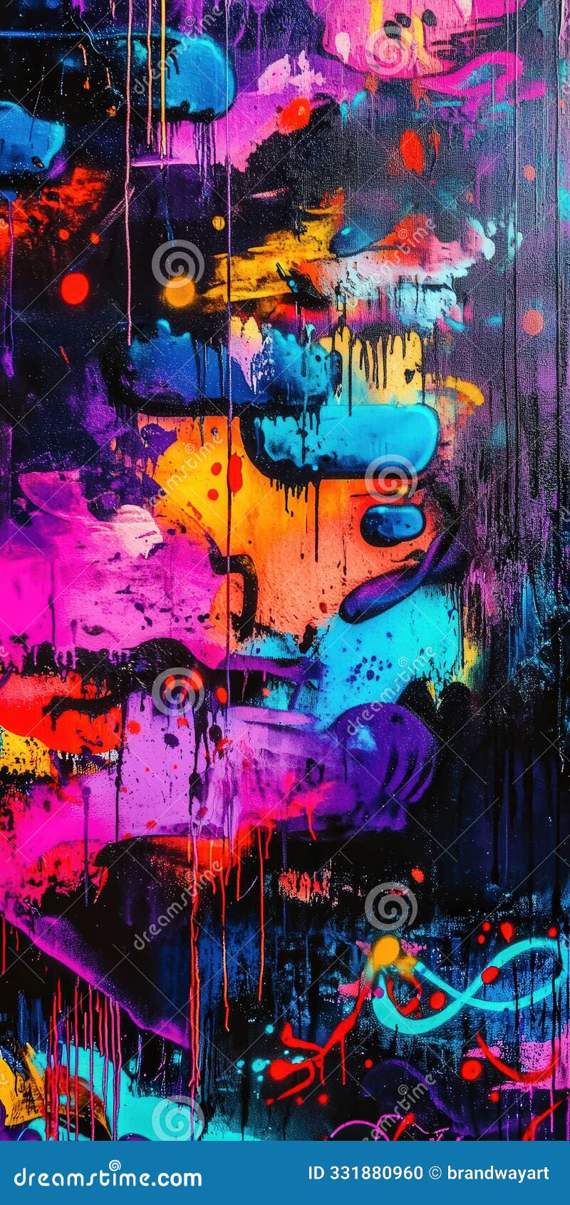 Colorful Abstract Mural with Vibrant Paint Drips on a City Wall Stock ...