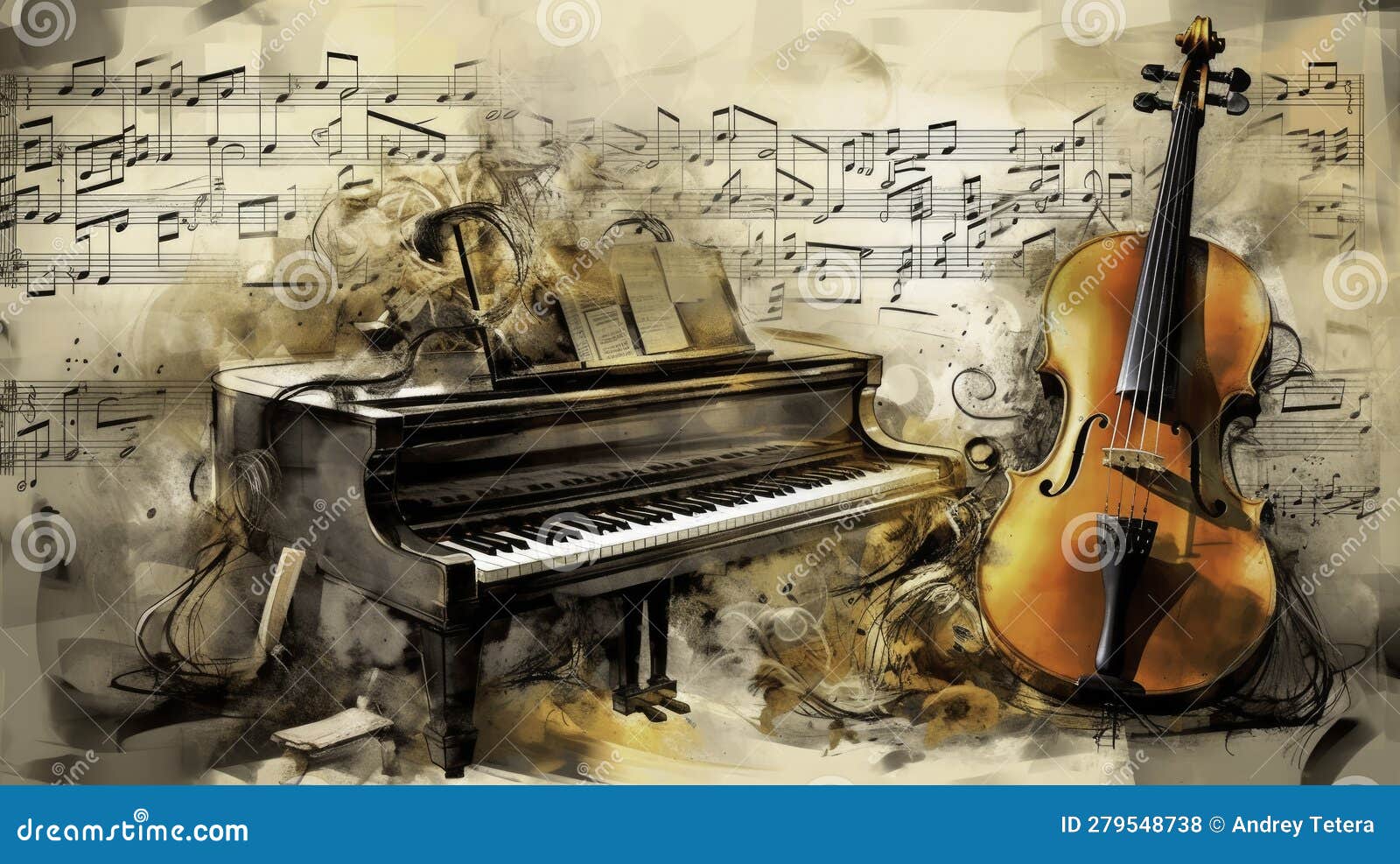 Colorful Abstract Music Instruments and Notes Stock Illustration ...
