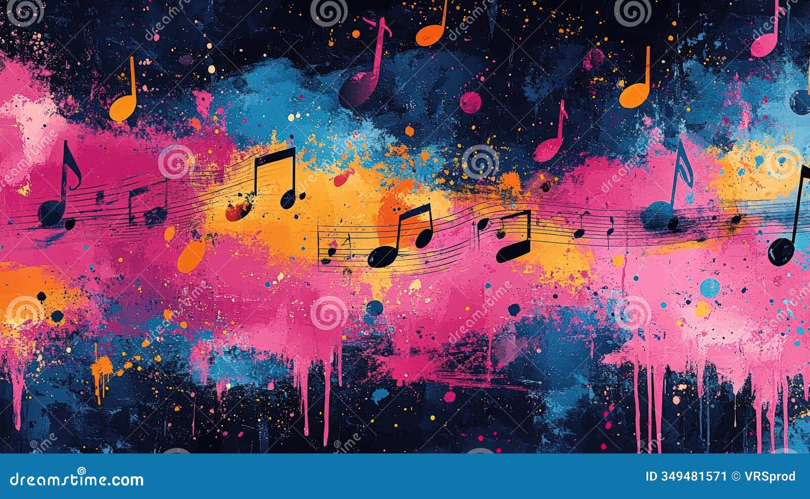Colorful Abstract Music Notes with Vibrant Splashes of Paint Stock ...