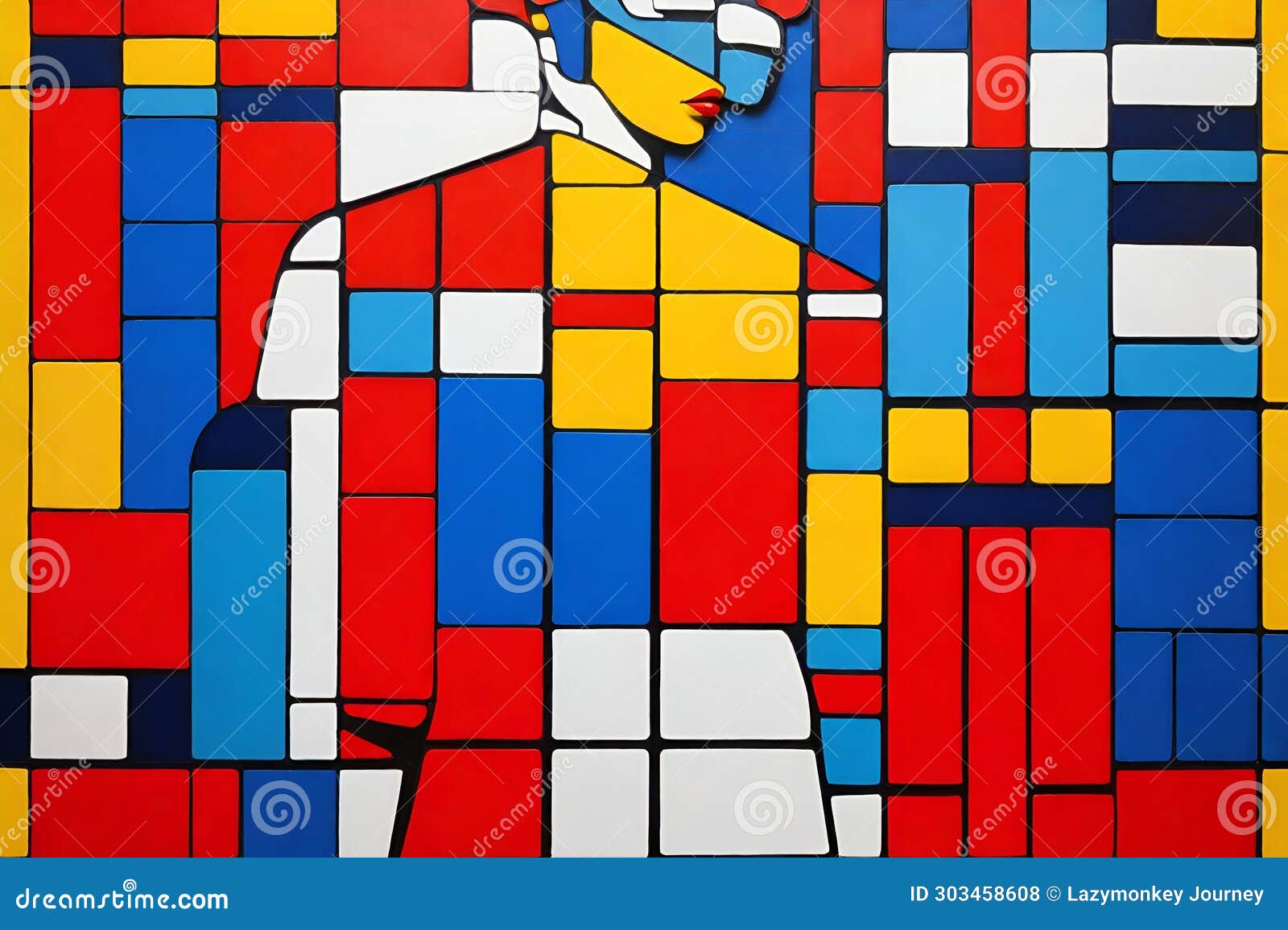 Colorful Abstract Neoplasticism and Cubism Art Style Stock Illustration ...