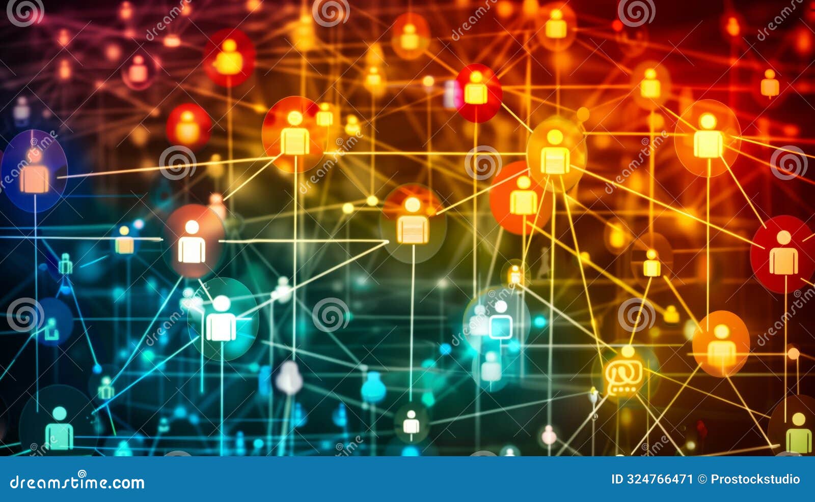 Colorful Abstract Network of Connected People Stock Image - Image of ...