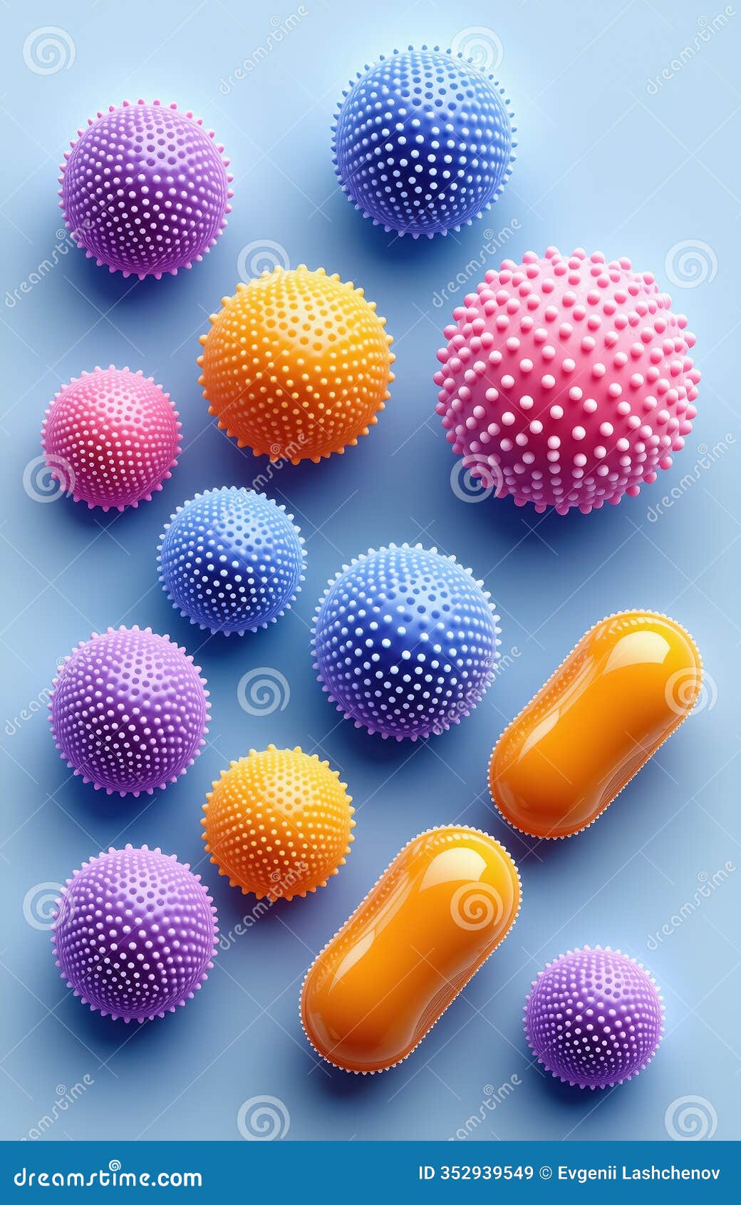 Colorful Abstract Objects with Spherical and Capsule Shapes on Light ...