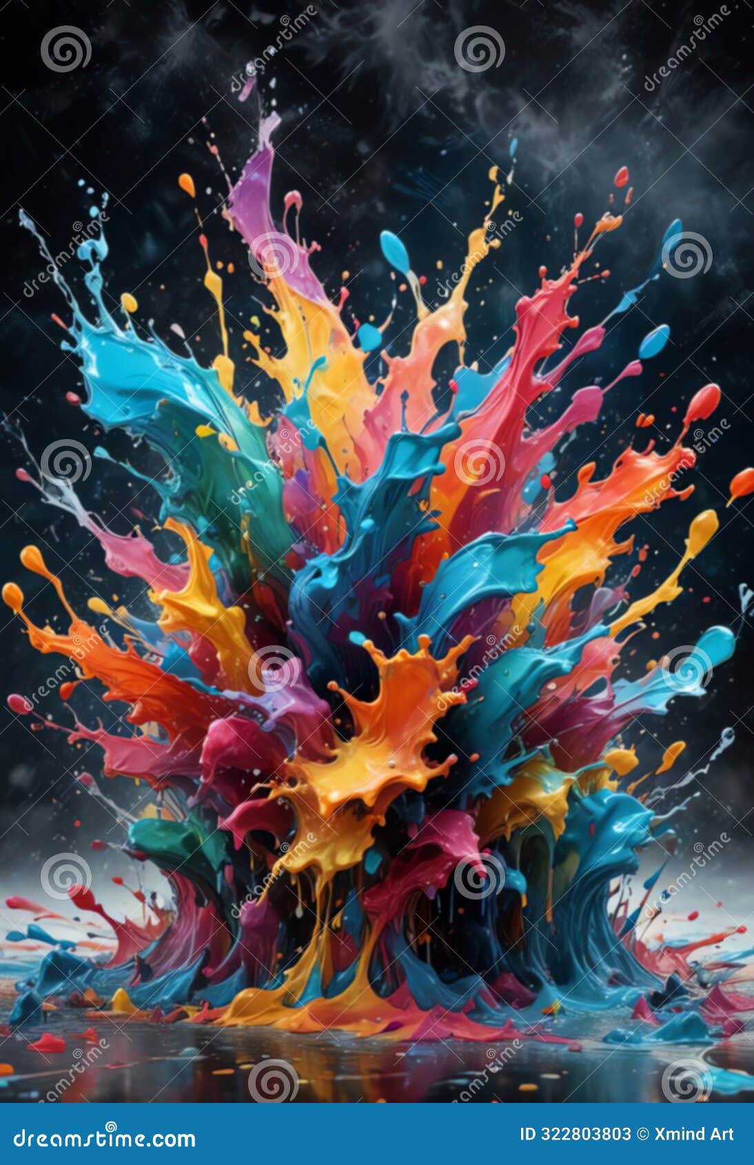 Colorful Abstract Paint Splash Art in Dark Background Stock Illustration - Illustration of ...