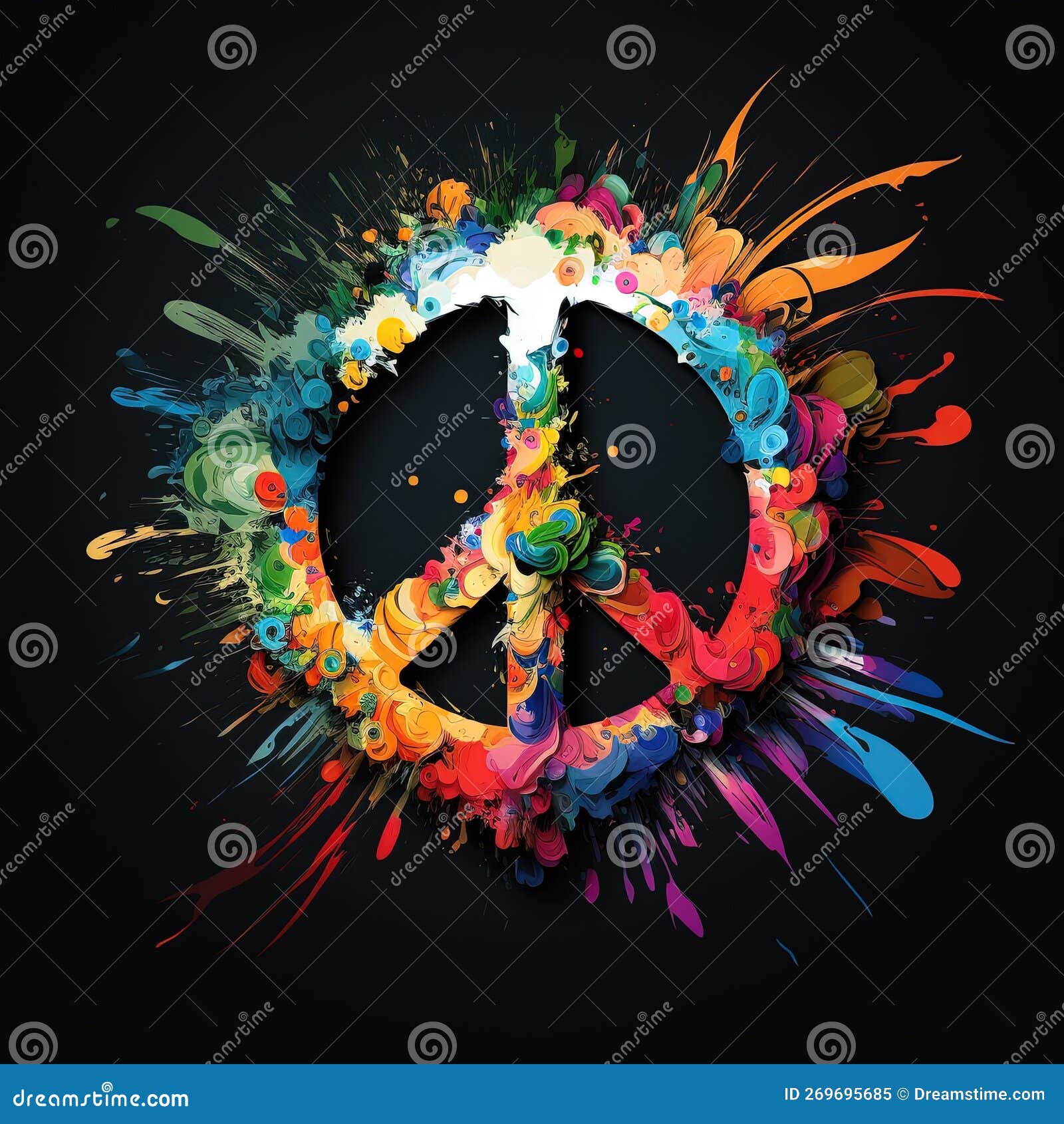 Colorful, Abstract Paint Splash Peace Symbol. Generative AI Stock ...