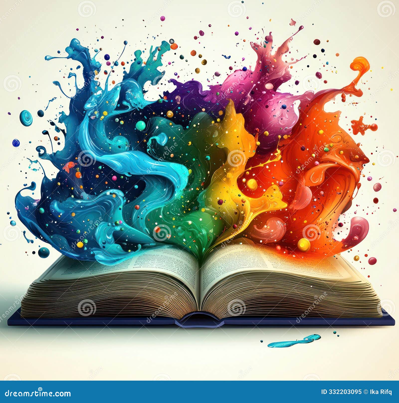 Colorful Abstract Paint Splashes Exploding from Open Book Illustration ...