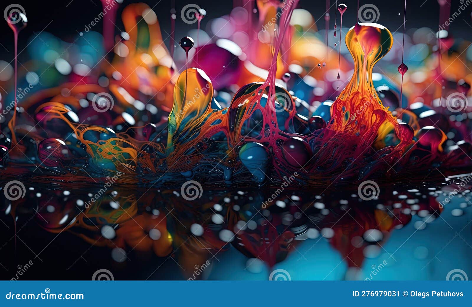 A Colorful Abstract Painting with Drops of Water on the Surface Stock ...