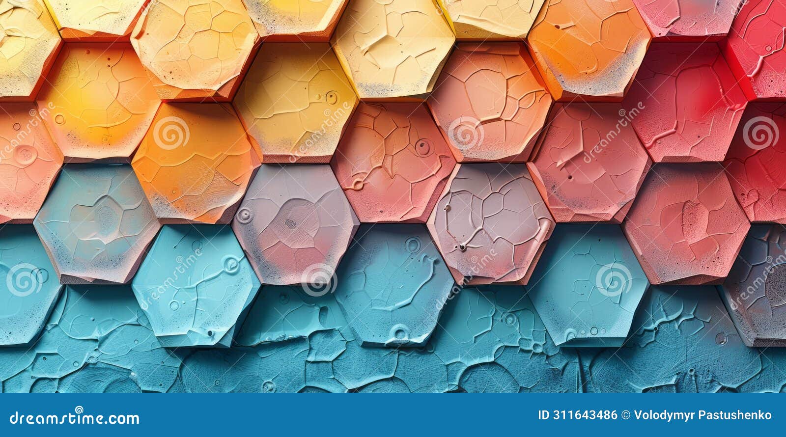 Colorful Abstract Painting Hexagons Pattern Stock Photo - Image of ...