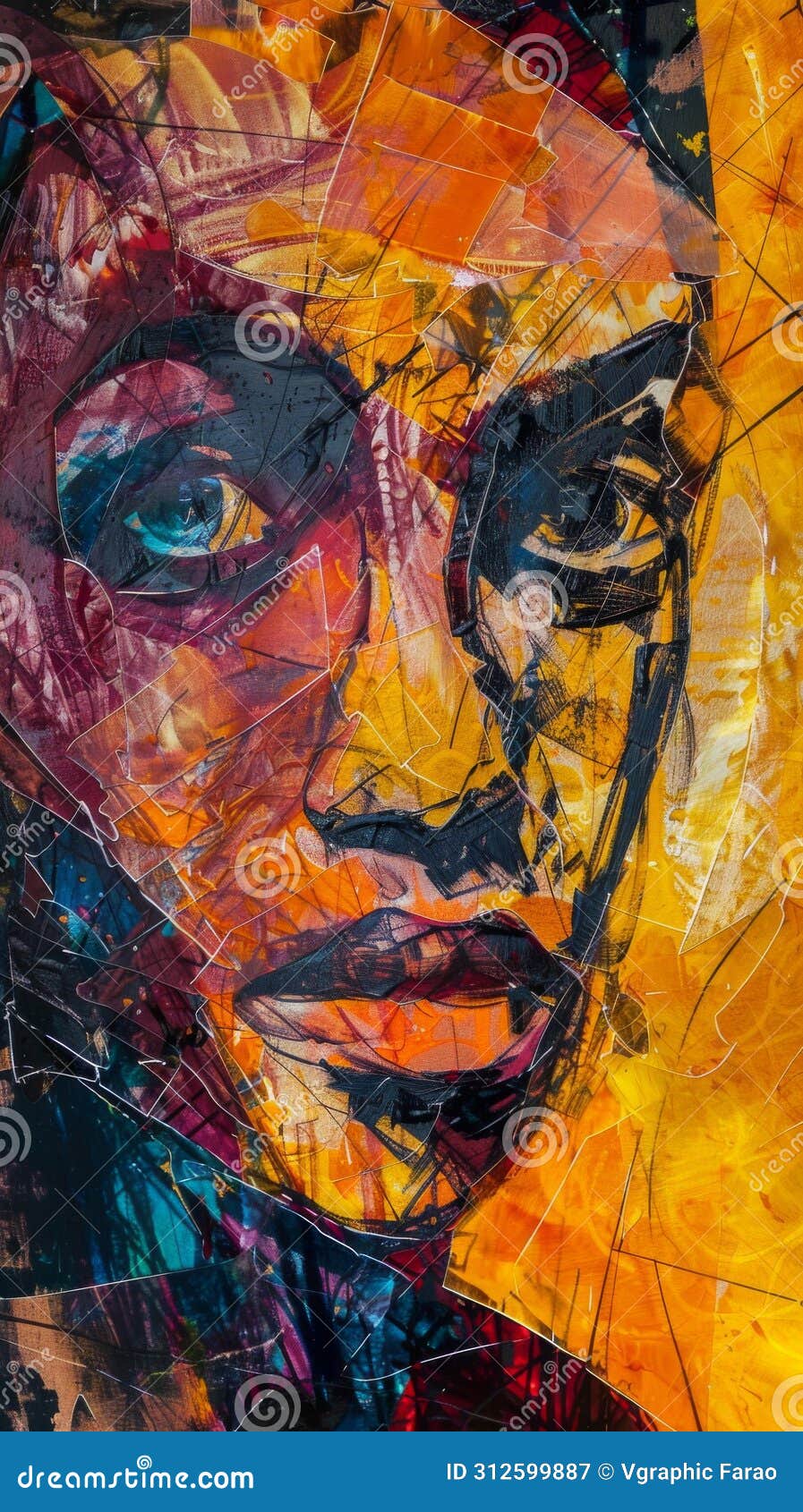 Colorful Abstract Painting of a Human Face Stock Image - Image of ...
