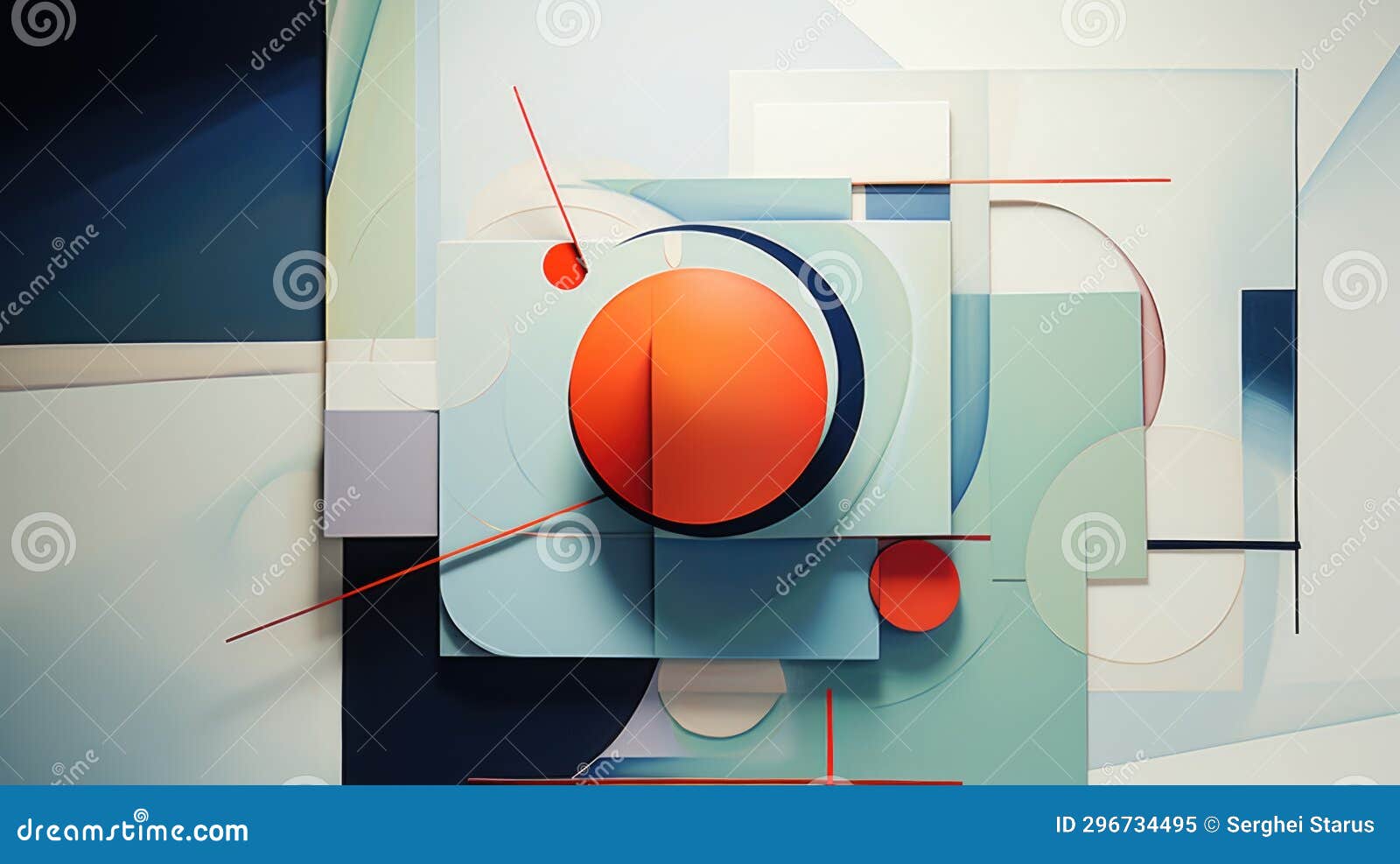 A Colorful Abstract Painting with a Red and Orange Object, AI Stock ...