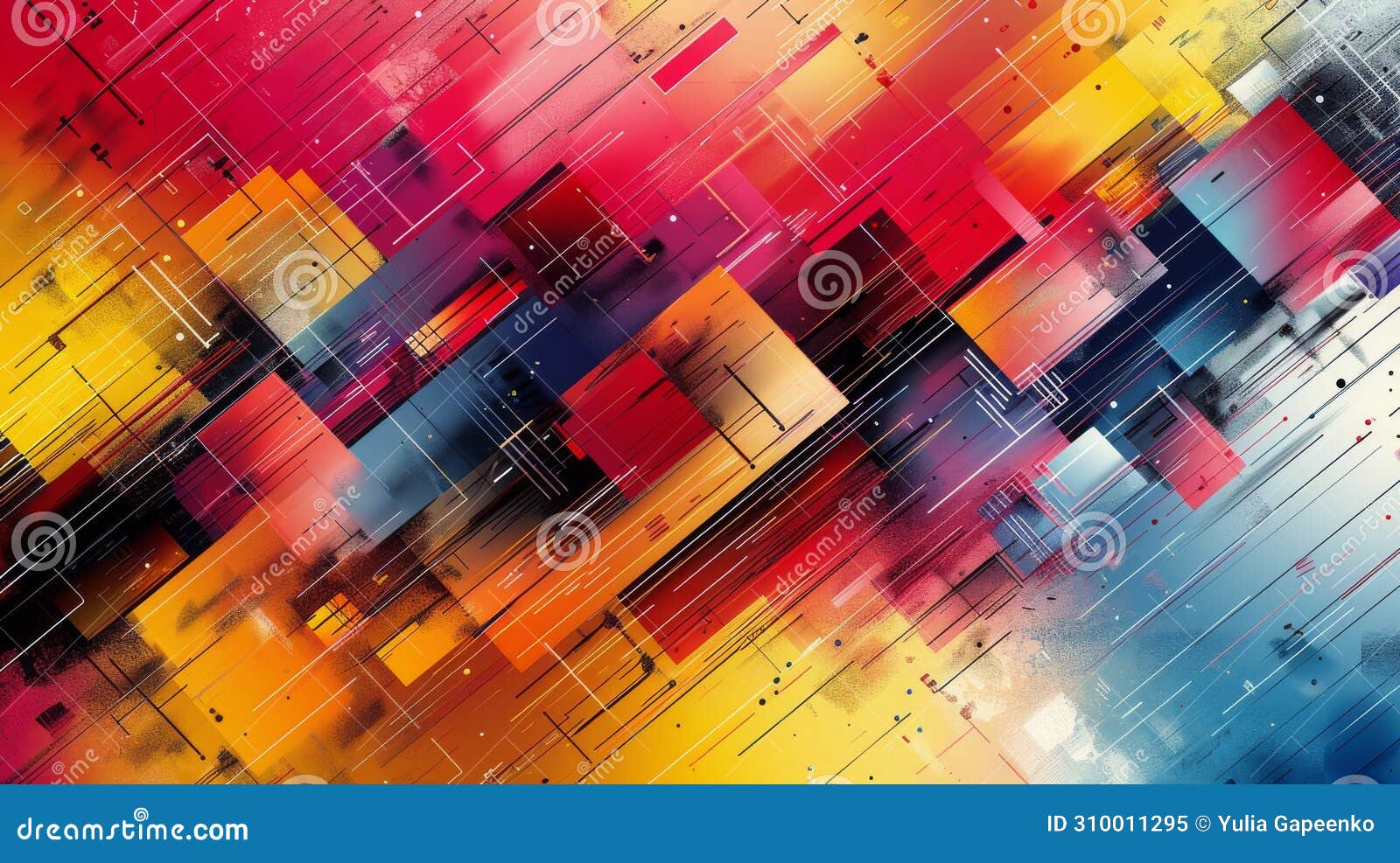 Colorful Abstract Painting of Squares and Rectangles Stock Image ...
