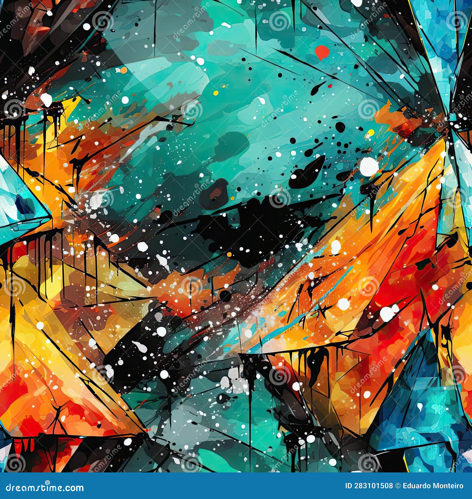 Colorful Abstract Painting of Triangles in Graffiti Style (tiled) Stock ...