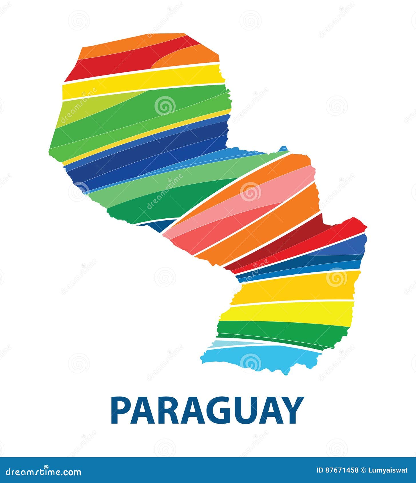 Abstract Map Of Paraguay - Vector Illustration Of Striped Gold Colored ...