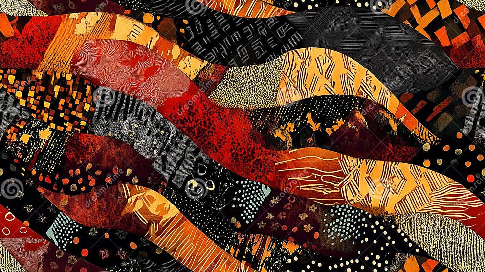 Colorful Abstract Patchwork of Geometric and Textural Patterns Stock ...